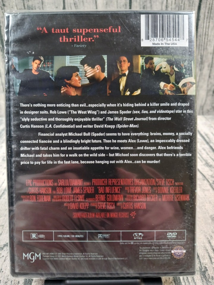 Bad Influence (DVD, 2002, MGM) Rob Lowe, James Spader - Brand New ...