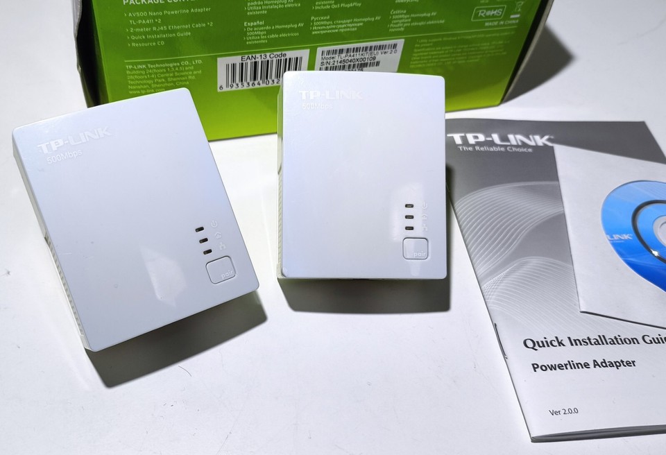 TP-Link PLC Adaptador Powerline RJ45 Adapter Red Internet AV500 NANO TL ...