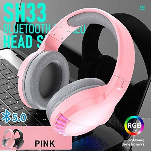 RGB Wireless Bluetooth 5.0 Headphones Noise Cancelling Over Ear Headset ...