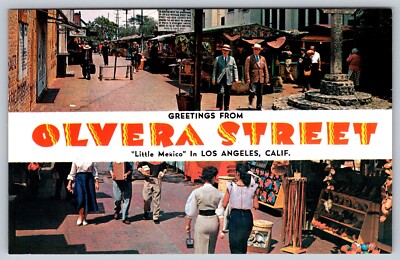 VTG Postcard Olvera Street Little Mexico Los Angeles California Market Scene | eBay