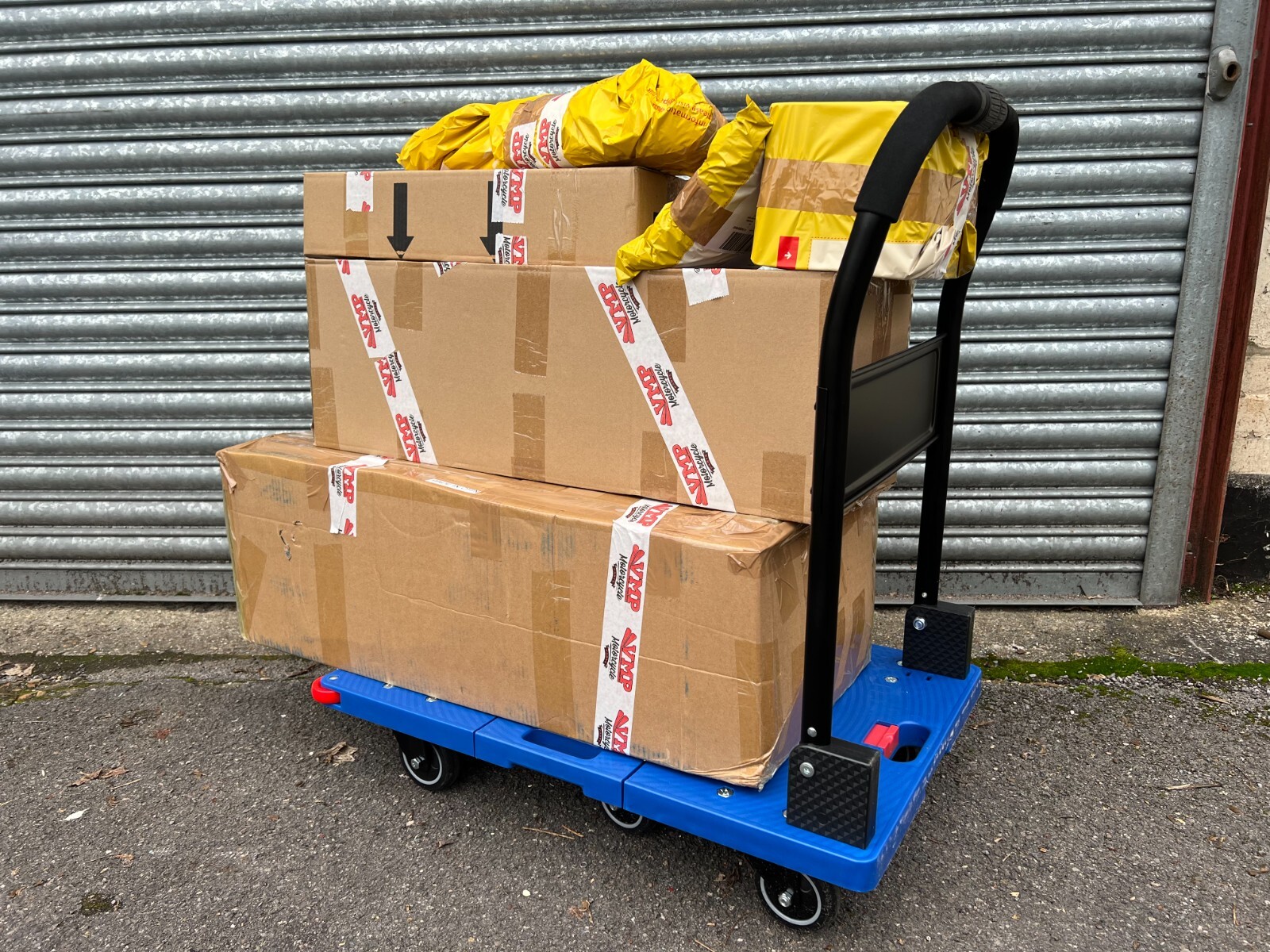 Warehouse 400kg Folding Platform Trolley Hand Parcel Cart Dolly Wheels ...