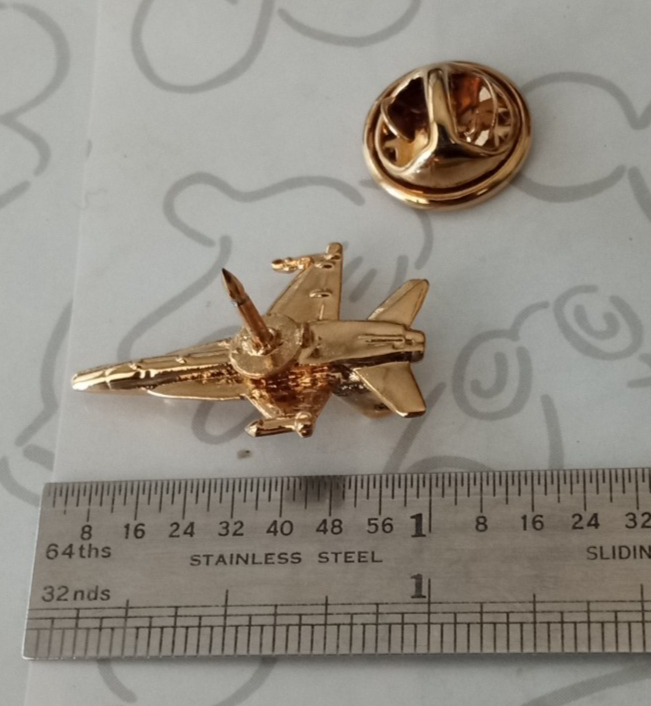 F-18 Jet Airplane Vintage Lapel Pin Tie Tack Gold Tone Nave Marine ...
