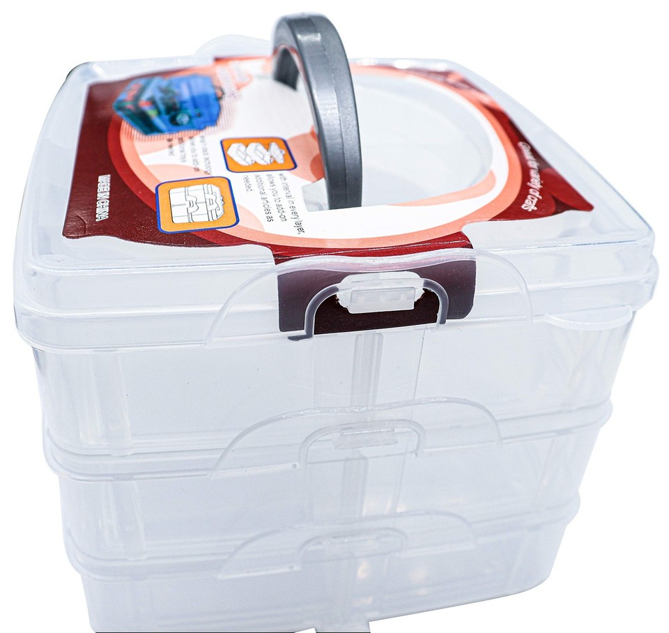 Craft Organizer Box 3 Layer Stackable Craft Storage Jewelry,Hardware ...