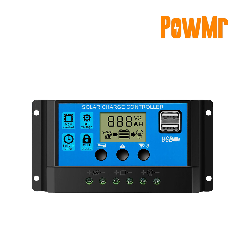 30A Solar Panel Battery Charge Controller 12V/24V LCD Regulator Auto ...