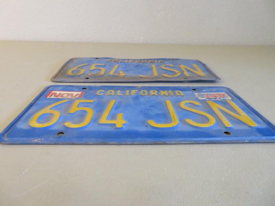 ( 2 ) Vintage 1970s California License Plate 1975 Tagged 654 JSN Blue ...