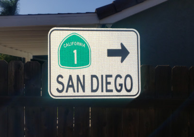 SAN DIEGO HIGHWAY 1 route road sign 30"x24", California Hwy 1, UCSD ...
