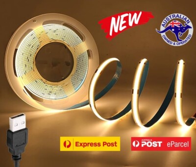 5M COB LED Strip Light 5V USB Flexible 2880 Leds String Lighting Warm ...