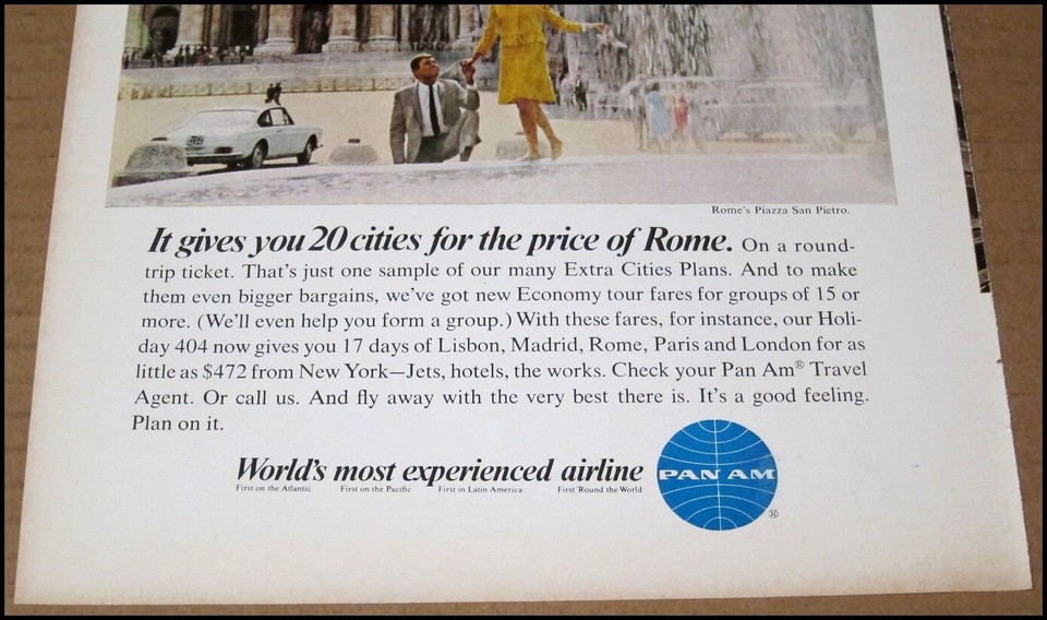 1967 Pan Am Airlines Print Ad Advertisement Pan American St. Peter's ...