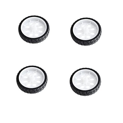 4pcs 65mm Rubber RC Wheel Tires Toy Car Wheels DIY Model Robots White ...