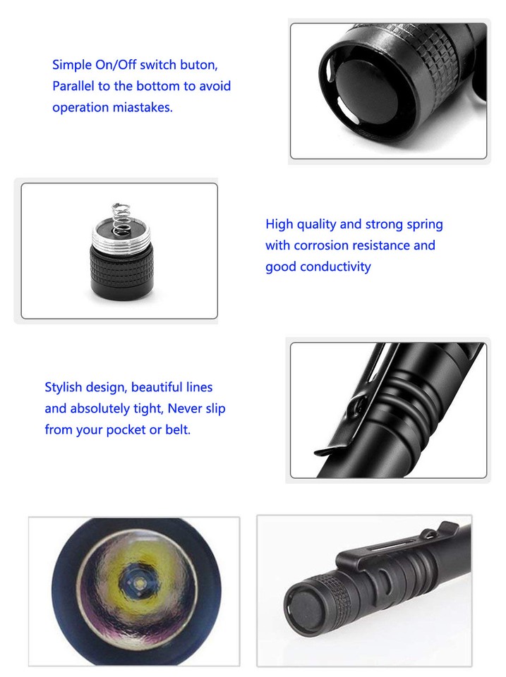 470nm Pen Type Blue Light LED Flashlight Hunting Night Vision Blue LED ...