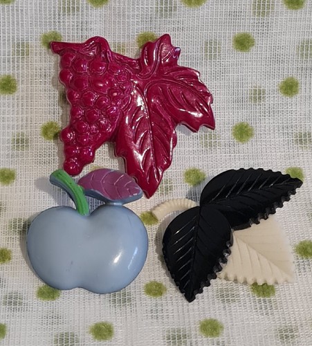 Bundle Vintage Plastic Brooches. 80s 90s. Grape Apple Leaves | eBay ...