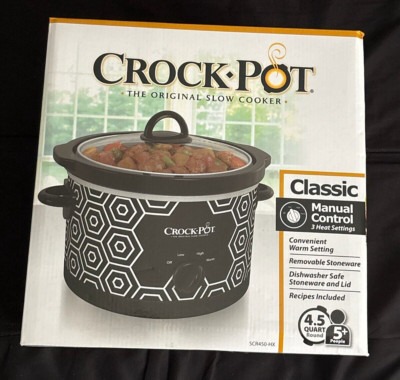 Classic Crock Pot Rare Black & White Hex Pattern 4.5QT. | eBay