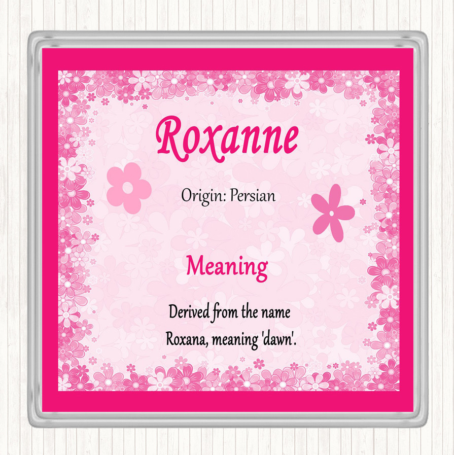Roxanne Name Meaning Drinks Mat Coaster Pink | eBay UK