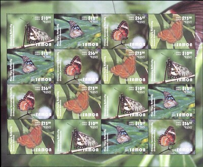Samoa 2015 Butterflies/ Insects/ Nature/ Express/ Wildlife 16v sht ...