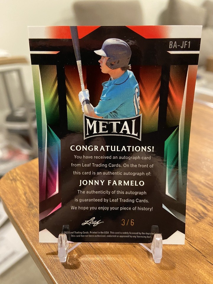 2023 Leaf Metal Baseball Jonny Farmelo Prospect RC Auto #/6 SSP 🔥📈 | eBay