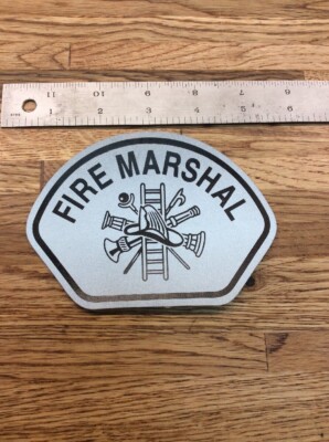 Fire Marshall Ladder, Helmet, Bugles Silver / Black Helmet Shield Decal ...