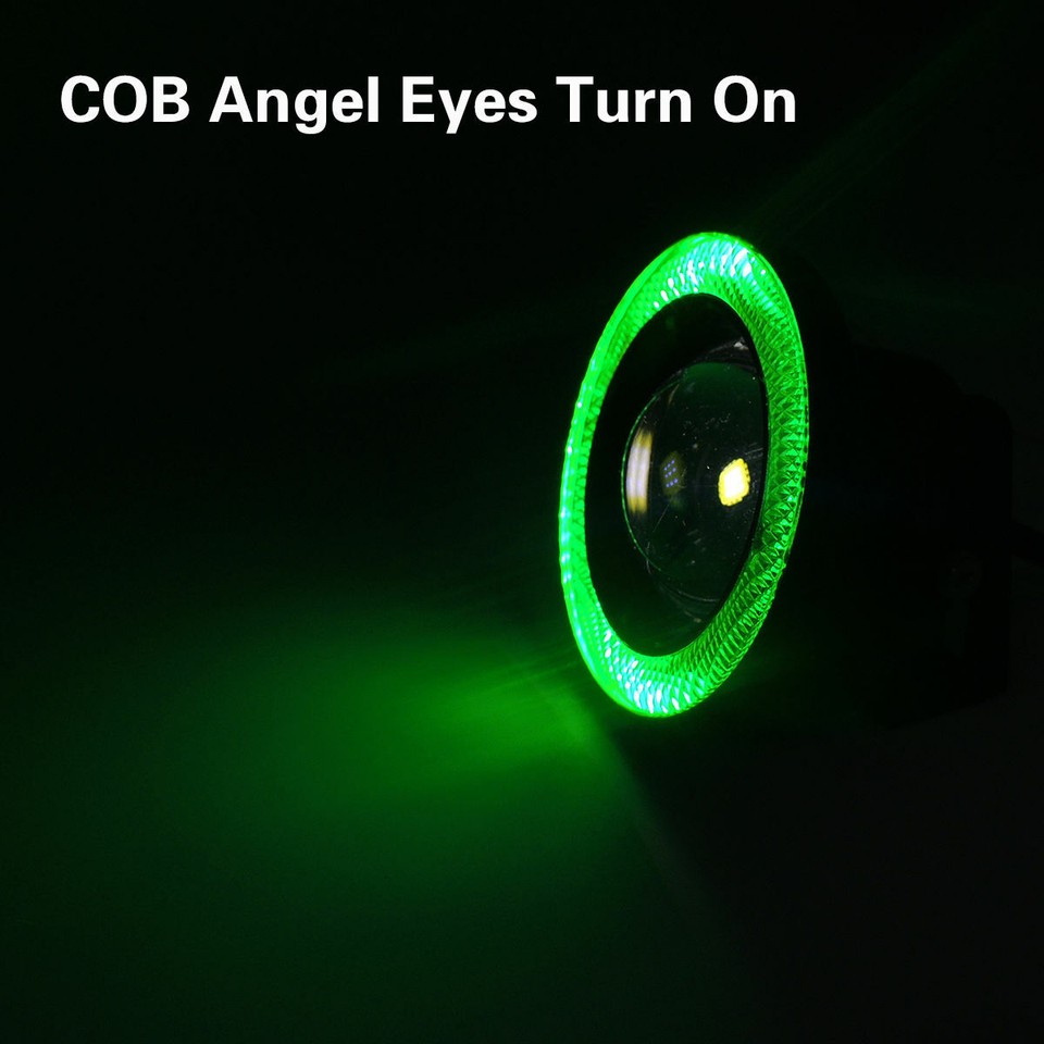 2x 2.5/3/3.5" inch Yellow LED Fog Lights with Angel Eyes Halo Ring Car ...