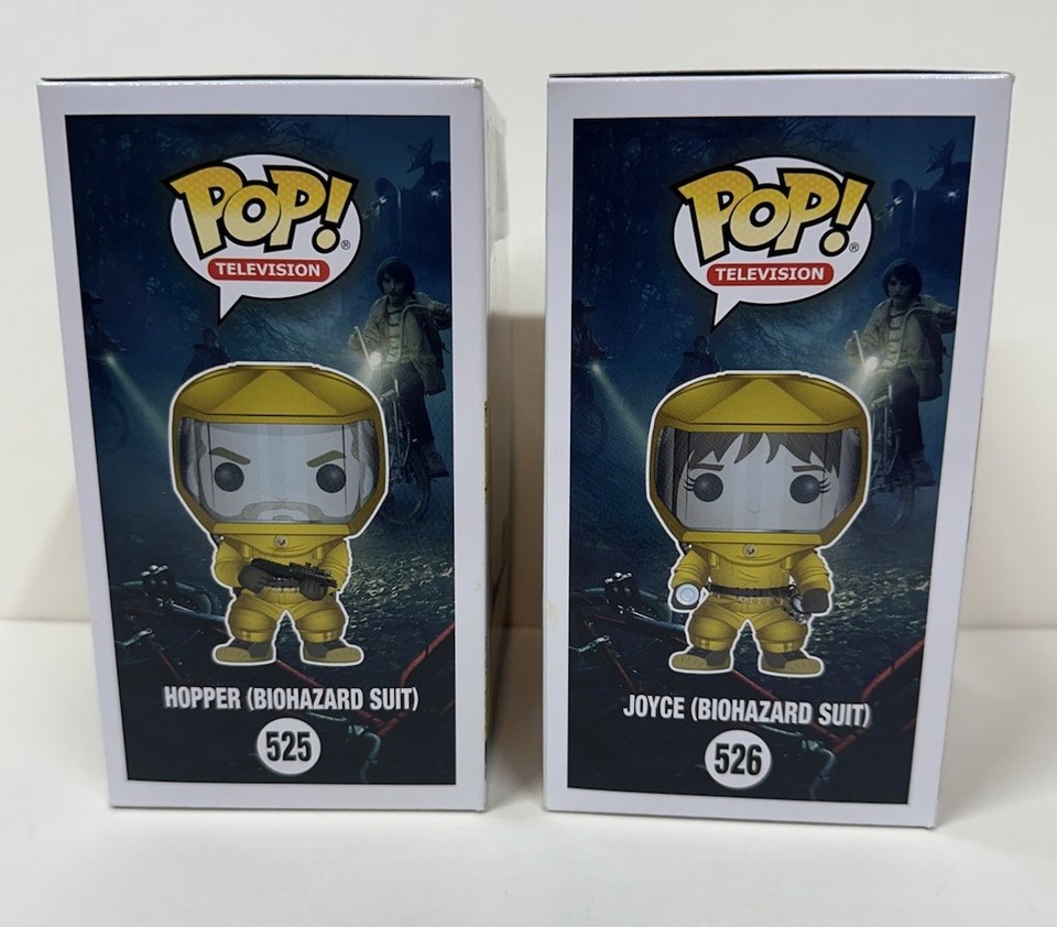 Funko Pop!Stranger Things Biohazard Suit Lot Hopper & Joyce Exclusive ...