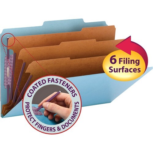 NOS! 10 Smead 19094 Blue Classification File Folders, 3 Dividers, Legal ...