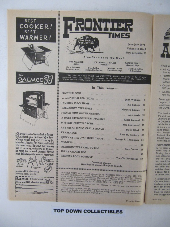 Frontier Times Magazine July 1974 Queen Of The Utah Gold Camps | eBay