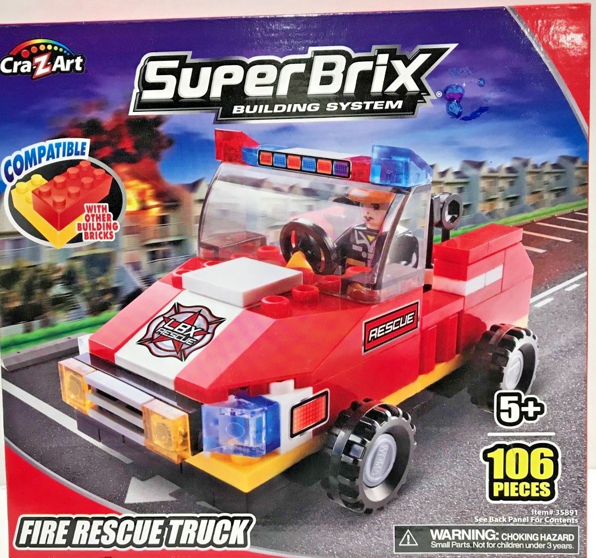 FIRE RESCUE TRUCK Super Brix Building System Cra-Z-Art NEW IN BOX 106 Pcs | eBay