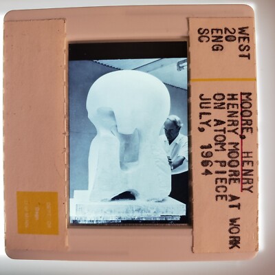 Henry Moore at Work on Atom Piece July 1964 Sculpture 35mm Glass Slide ...