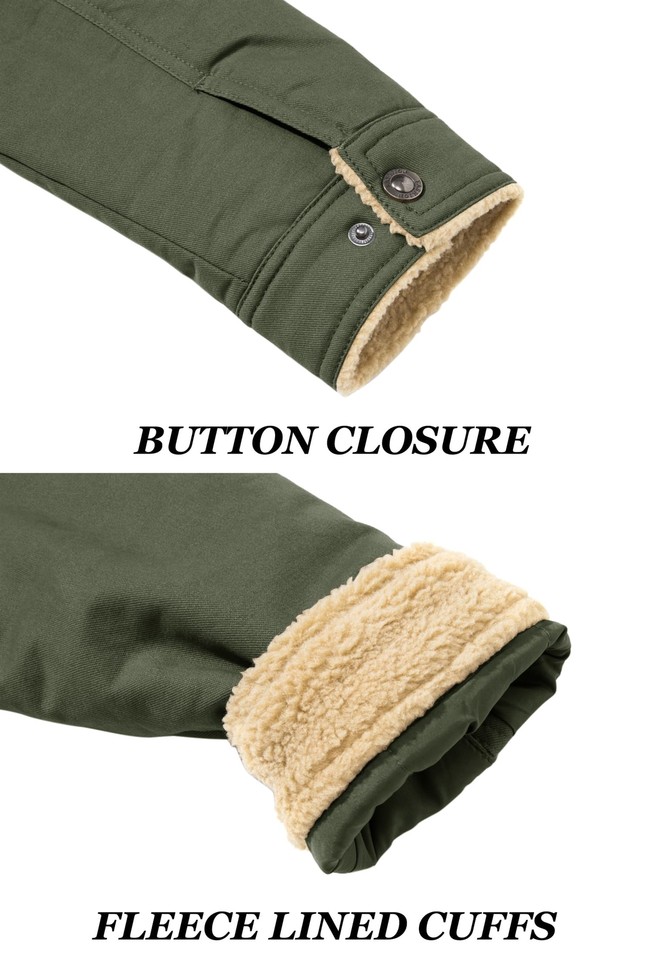 Men's Winter Jackets Sherpa Fleece Lined Cargo Casual Thick Warm Bomber ...