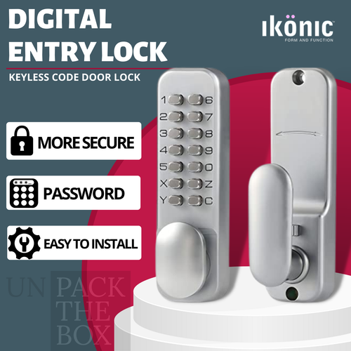 Ikonic Digital Door Lock Keyless Entry Keypad Satin Chrome Finish Easy ...