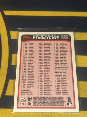 2006 Topps Baseball Checklist Series One #2 of 3 | eBay