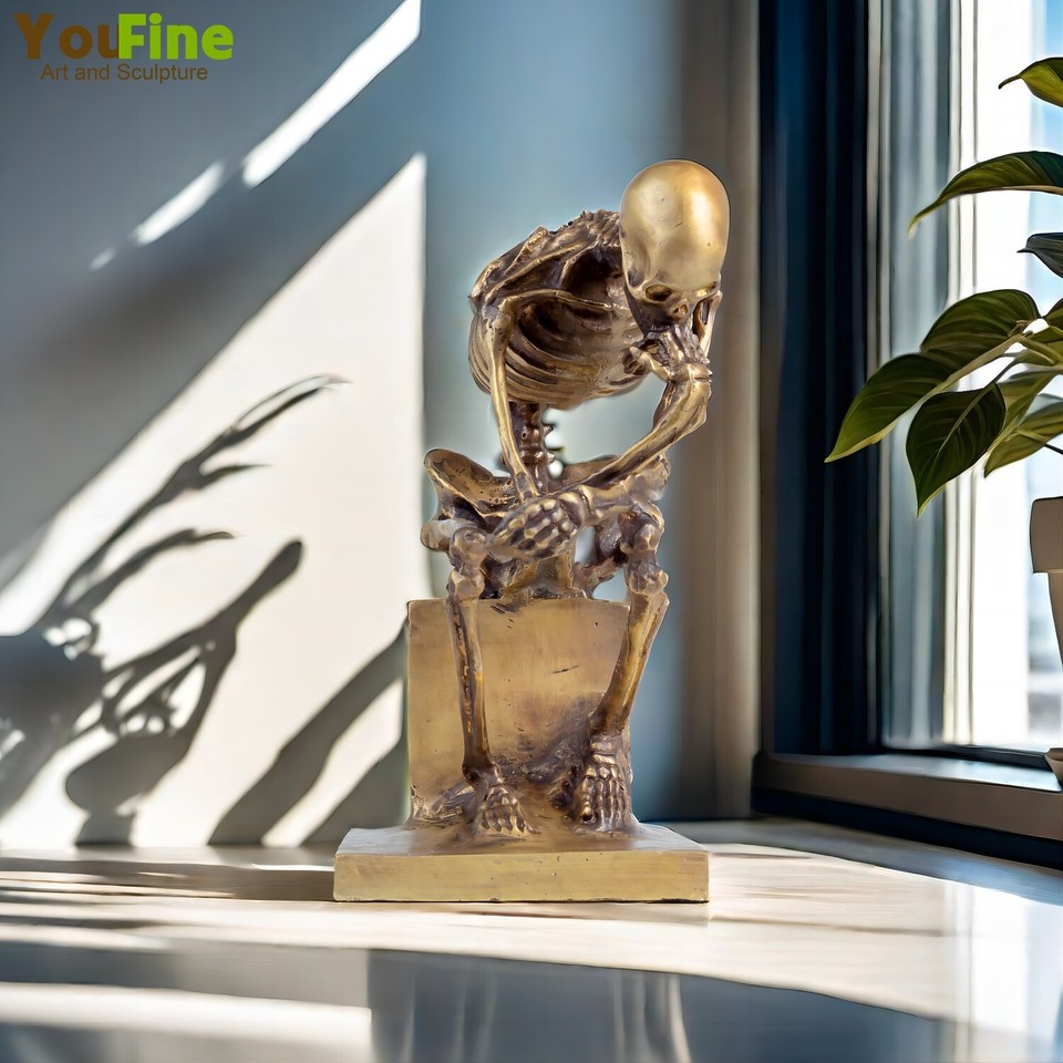 Bronze Skeleton Thinker Antique Decorative Sculpture Unique Art Home ...