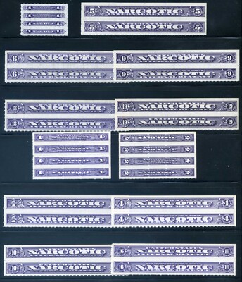 Narcotic Tax Stamp Collection of 12 Pairs or Strips of 4, MNH, VF ...