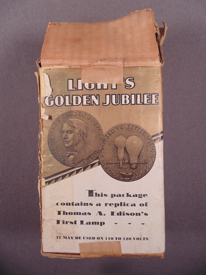 EDISON 1879 1929 Golden Jubilee Light Bulb Display Original Box & Signs ...