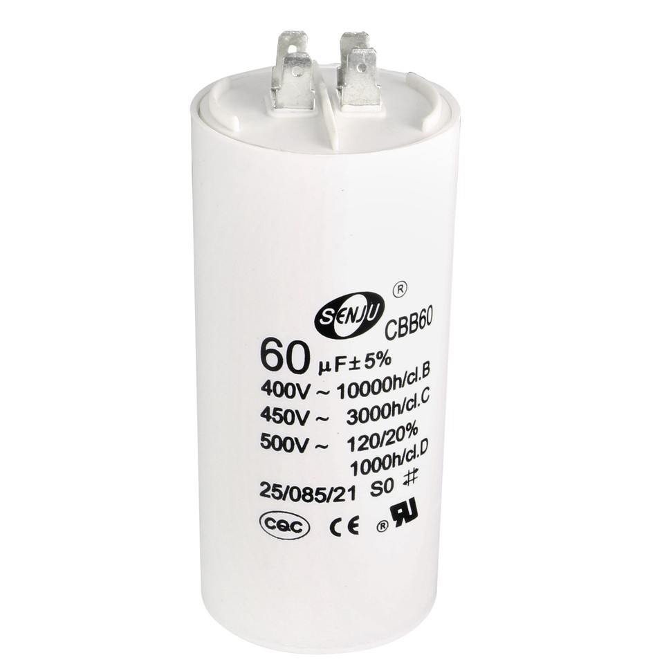 CBB60 Run Capacitor 60uF 450V AC Double Insert 50/60Hz Cylinder ...