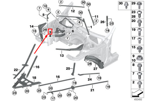 BMW 2 F23 BODY REINFOR. BRACKET BULKHEAD SUPPORT 51617326236 7326236 NO ...