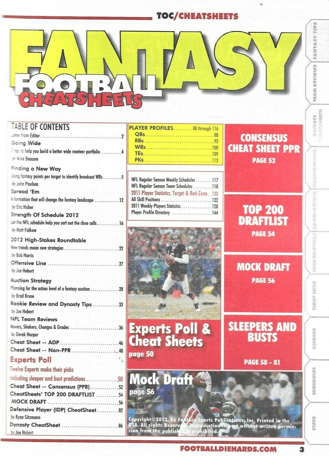 Fantasy Football Cheat Sheets Magazine Mock Draft Player Ranking ...