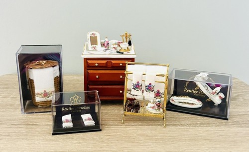 Rare Reutter Porcelain Dollhouse Miniature Bathroom Cabinet Accessories ...
