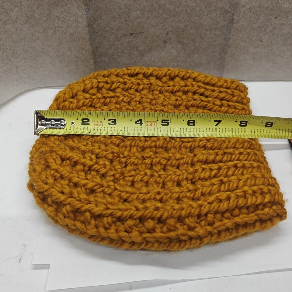 Yellow Butterscotch Hand Knit Skull Cap Hat Beanie Chunky Adult Medium ...