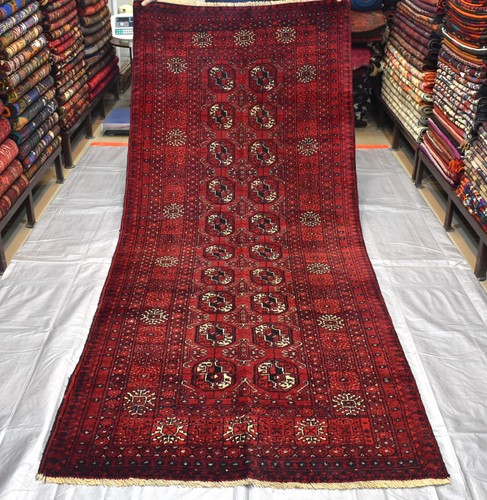 Antique Afghan Bokhara Wool Area Rug 4x9 ft Hand Knotted Persian ...