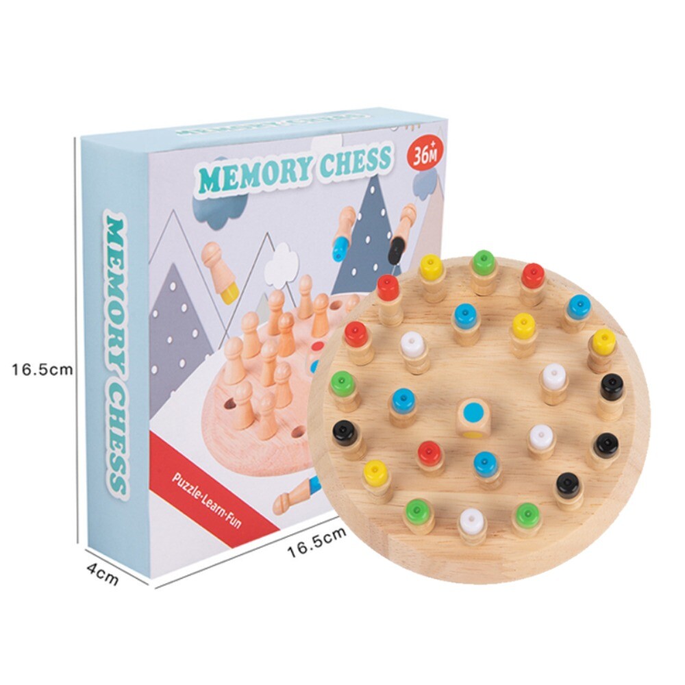 Wooden Memory Chess Color Memory Chess Cognitive Ability Montessori ...