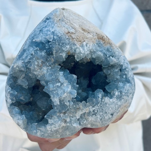 5.1LB Large Natural Blue Celestite Crystal Geode Quartz Cluster Mineral ...