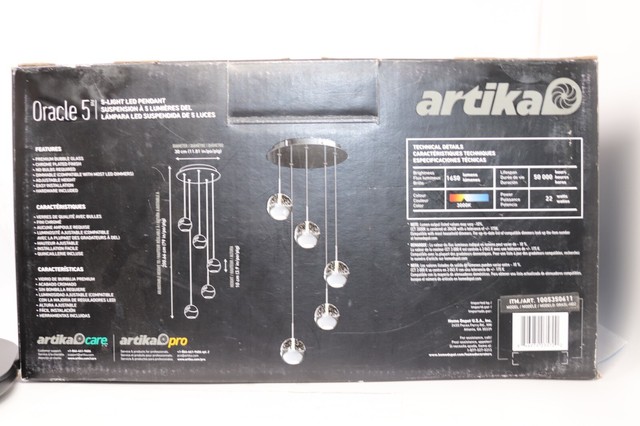 Artika Oracle 22W Integrated LED 5-Light Modern Hanging Light ...