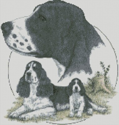 Complete Counted Cross Stitch Kit Springer Spaniel Dog Trio | eBay UK