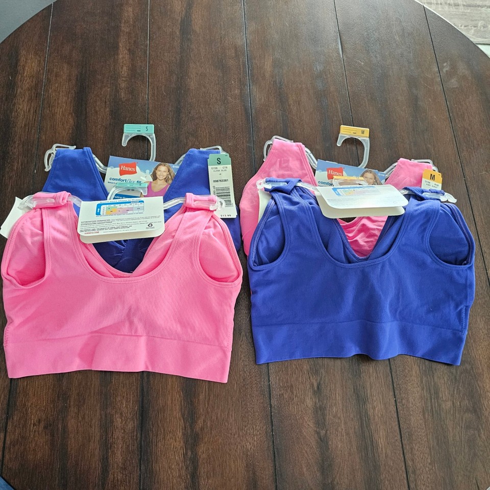 Hanes G156 ComfortFlex Fit Cozy Wirefree Bra w/Remov Foam Cups ~Pink or ...