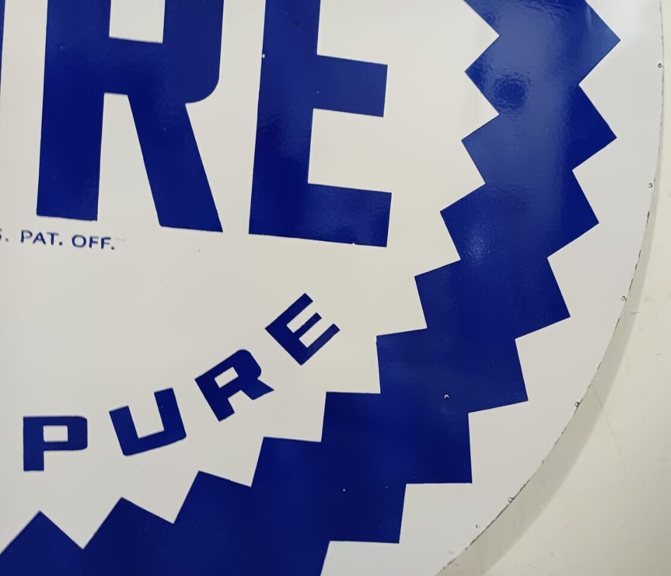 Vintage PURE Gas & Oil Porcelain Enamel Sign DSP 60". | eBay