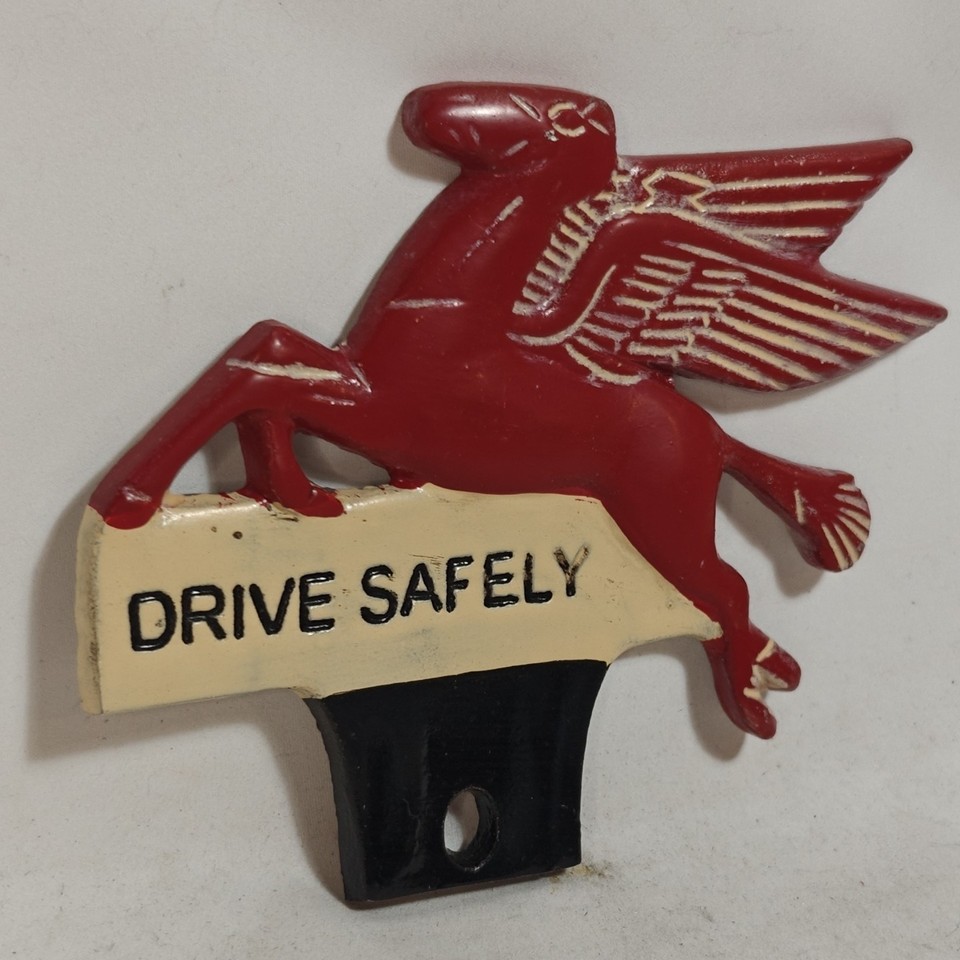 Antique Vintage Style Aluminum Pegasus Drive Safely License Plate Fob ...