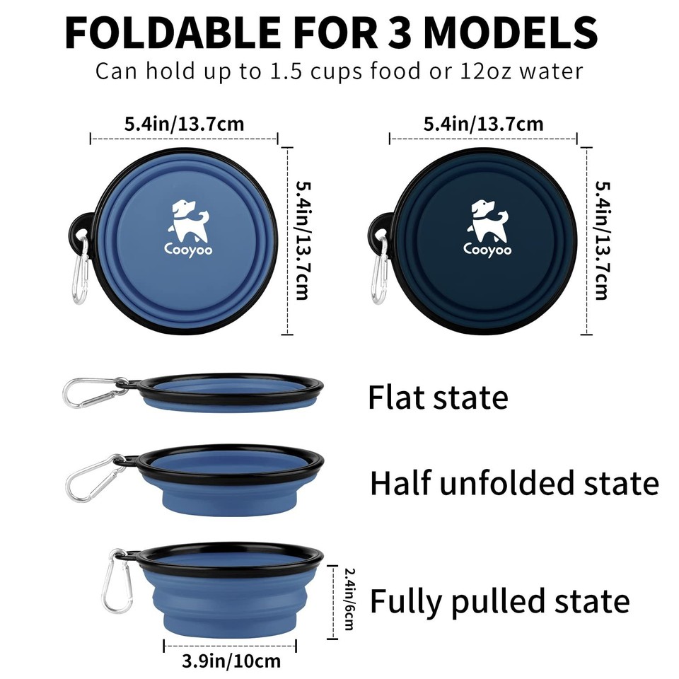 COOYOO Collapsible Dog Bowl,2 Pack Collapsible Dog Water Bowls for Cats ...