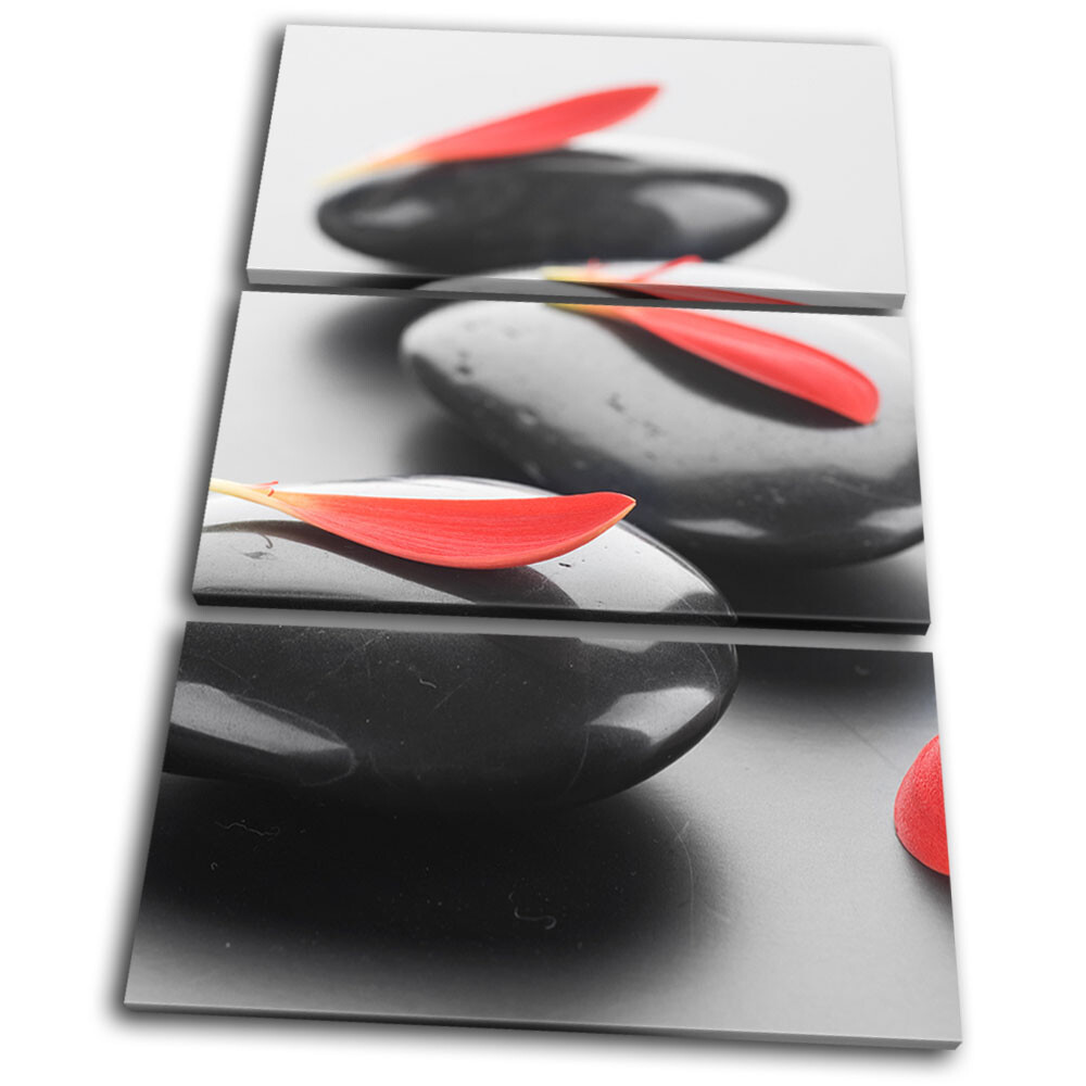 Pebbles Petals Floral Tranquil Bathroom TREBLE CANVAS WALL ART Picture ...