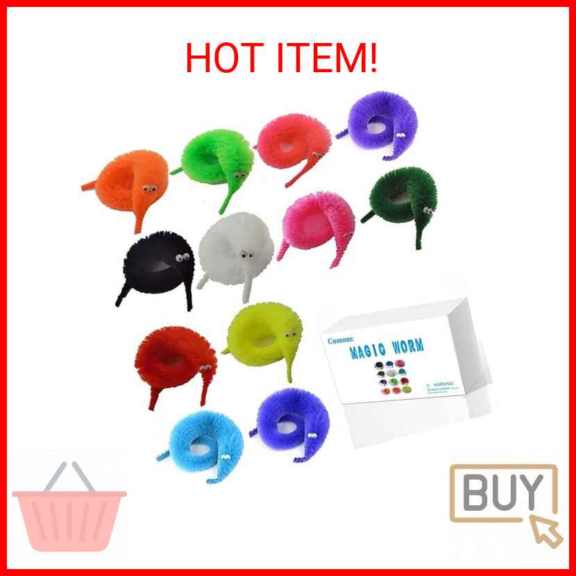 60 Pcs Magic Twisty Worm Wiggly Fuzzy Worms on a String Toys for Party ...