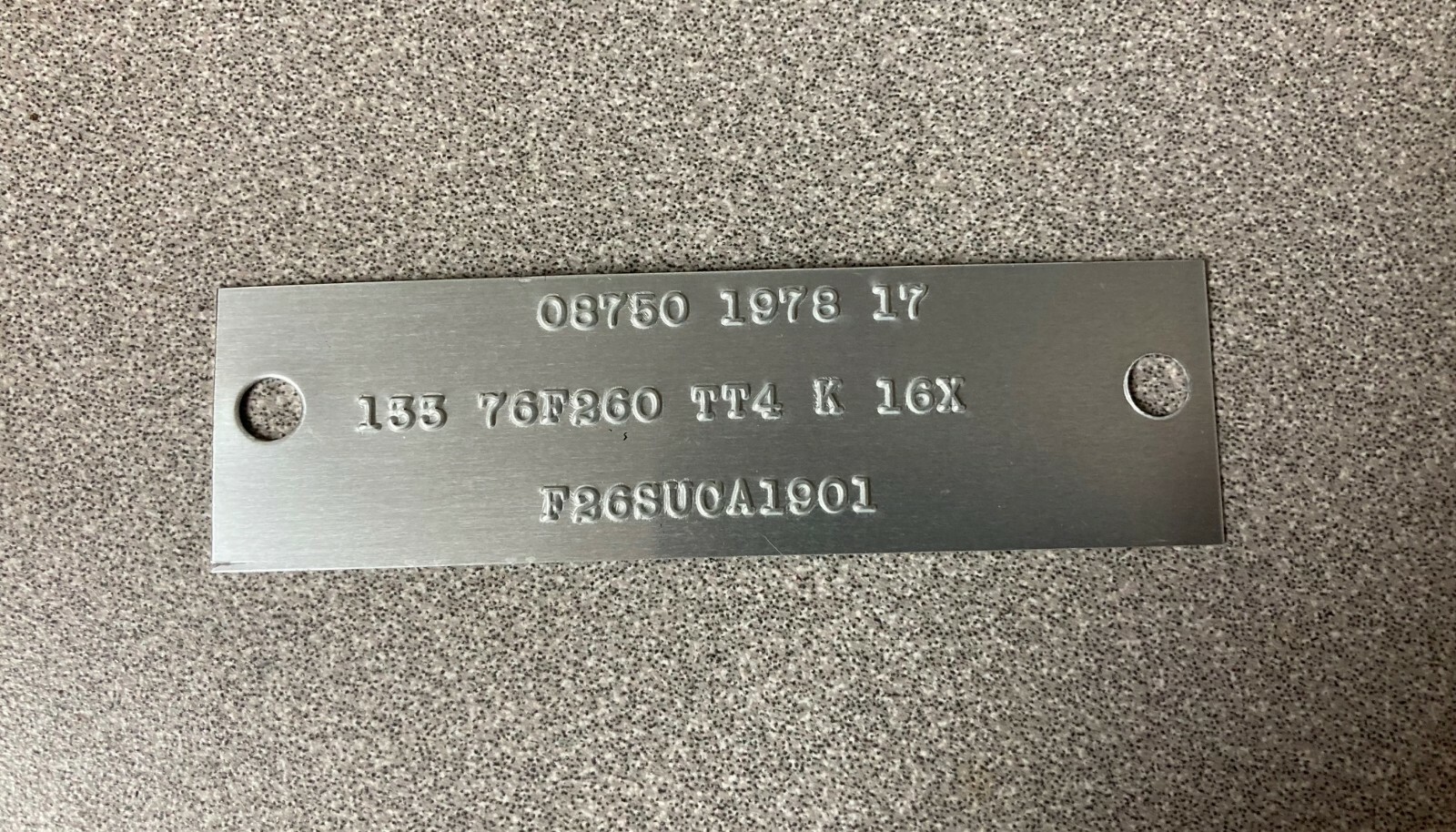 New! EMBOSSED SERIAL NUMBER DATA PLATE ID TAG Computer Desk Equipment 3 ...