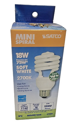 Satco S7224 Mini Spiral Bulb 18W (75W Equivalent) **PRICE DROP** | eBay